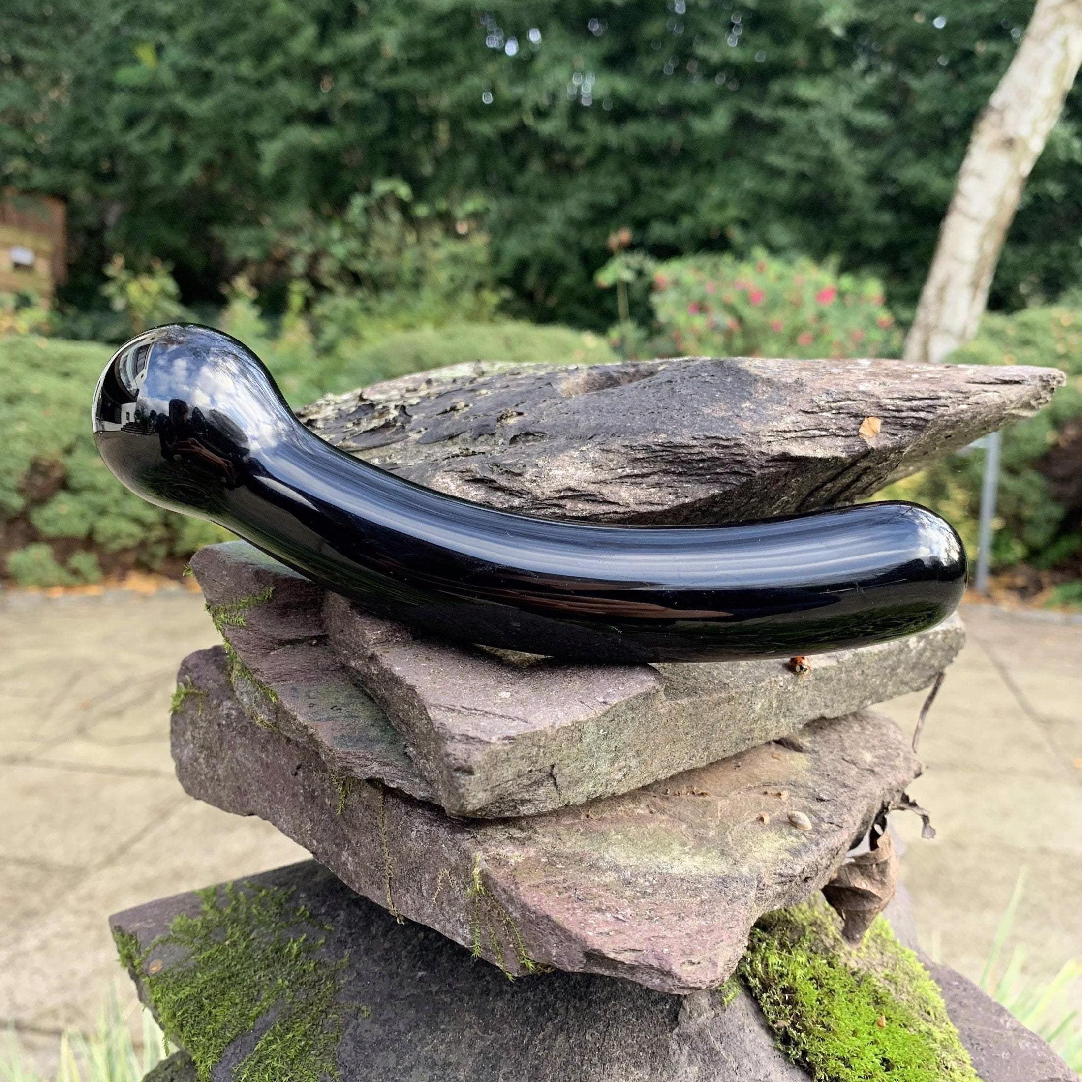 G-Spot Curved Black Obsidian Yoni Wand - – Yoni Gem Stones